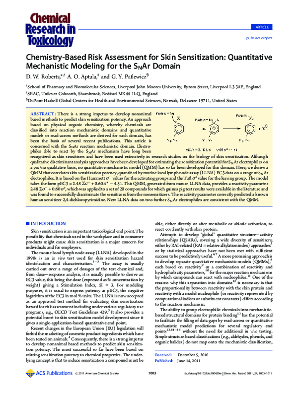 (PDF) Chemistry-Based Risk Assessment for Skin Sensitization ...