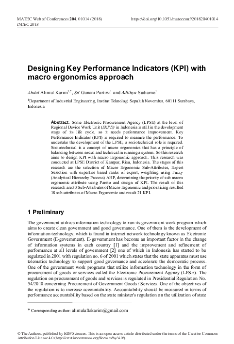 (PDF) Designing Key Performance Indicators (KPI) with macro ergonomics ...