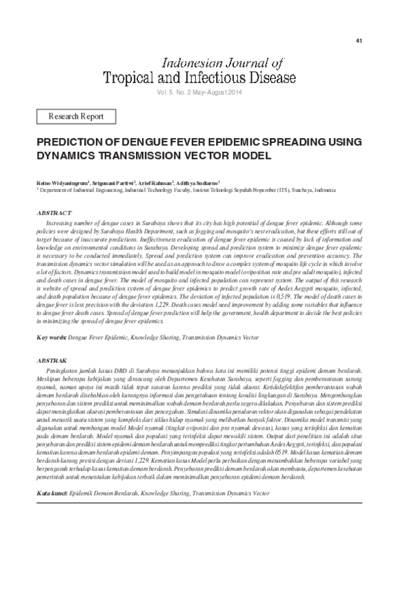 (PDF) Prediction of Dengue Fever Epidemic Spreading Using Dynamics ...