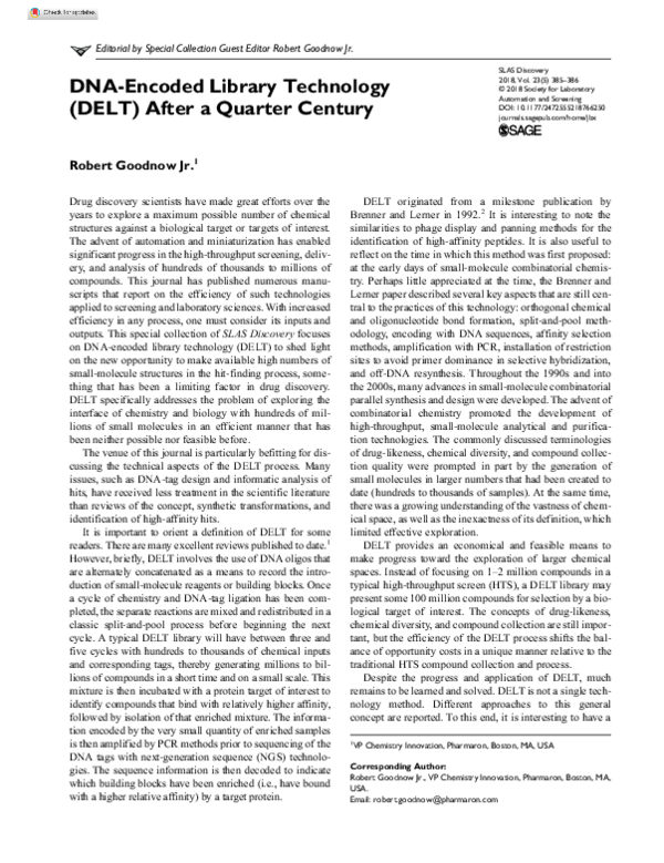 (PDF) DNA-Encoded Library Technology (DELT) After a Quarter Century ...