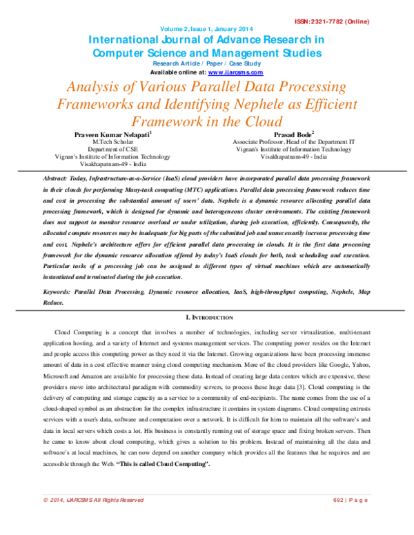 (PDF) Efficient Parallel Data Processing in Clouds