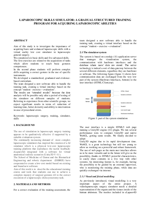 (PDF) Laparoscopic skills simulator: a gradual structured training program for acquiring ...