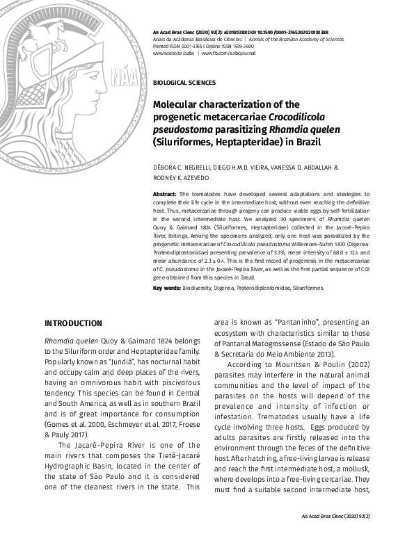 (PDF) Molecular characterization of the progenetic metacercariae ...