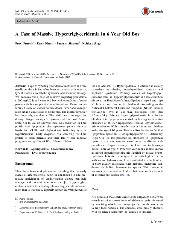(PDF) A Case of Massive Hypertriglyceridemia in 6 Year Old Boy