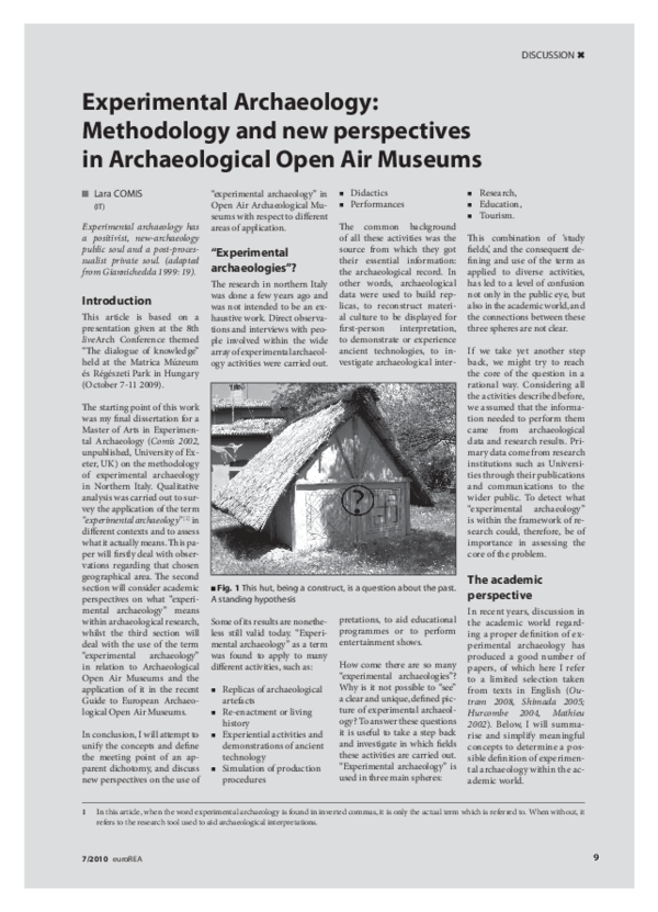 (PDF) Experimental Archaeology: methodology and new perspectives in ...