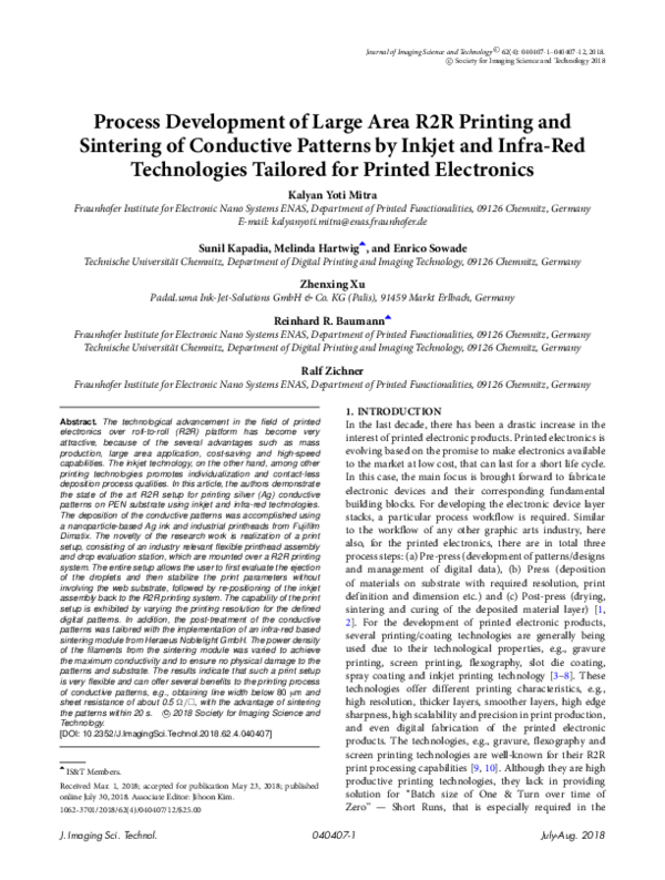 (PDF) Process Development of Large Area R2R Printing and Sintering of ...