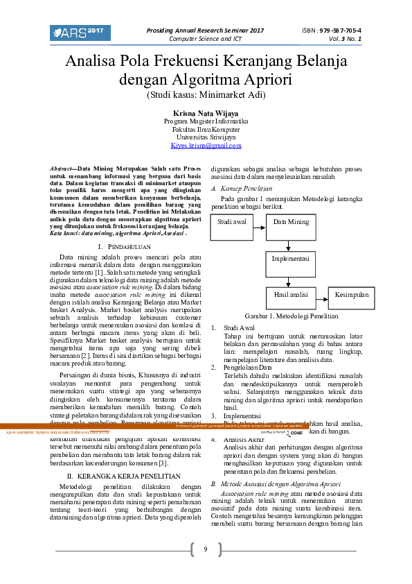 (PDF) Analisa Pola Frekuensi Keranjang Belanja Dengan Algoritma Apriori (Studi kasus: Minimarket ...