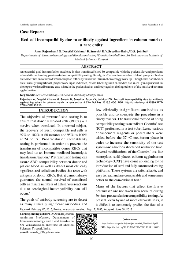 (PDF) Red cell incompatibility due to antibody against ingredient in ...