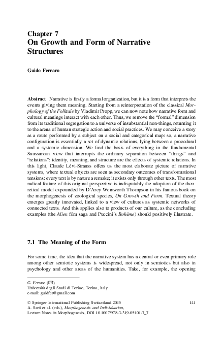 (PDF) On Growth and Form of Narrative Structures