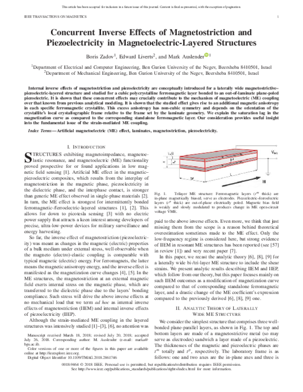 (PDF) Concurrent Inverse Effects of Magnetostriction and Piezoelectricity in Magnetoelectric ...