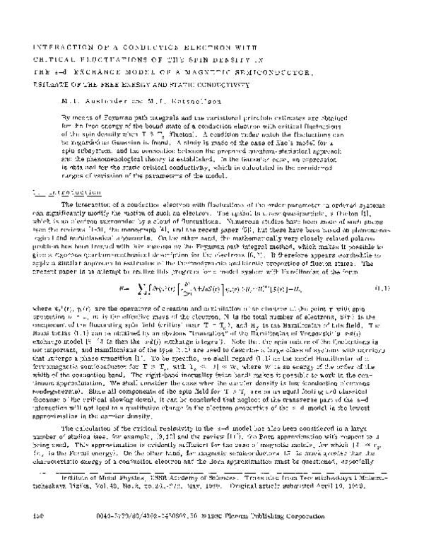 (PDF) Interaction of a conduction electron with critical fluctuations ...
