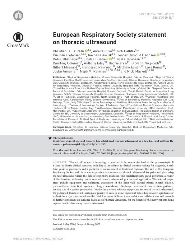 (PDF) European Respiratory Society statement on thoracic ultrasound