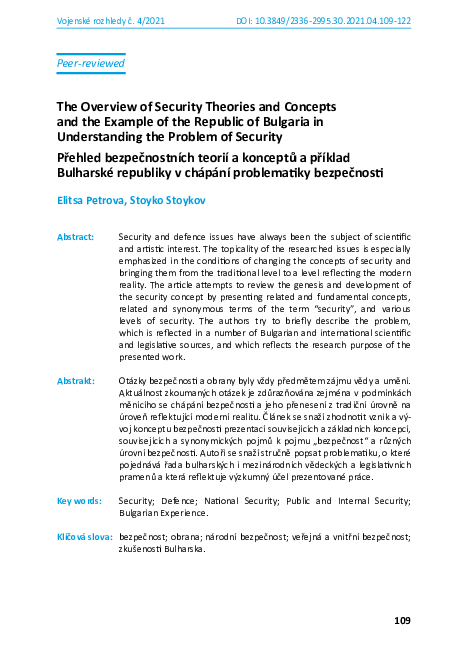 (PDF) The Overview of Security Theories and Concepts and the Example of the Republic of Bulgaria ...