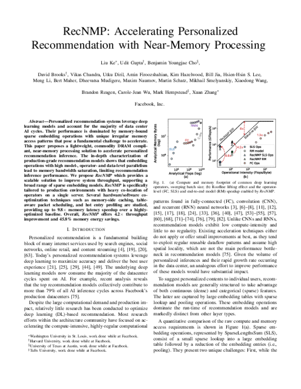 (PDF) RecNMP: Accelerating Personalized Recommendation with Near-Memory ...