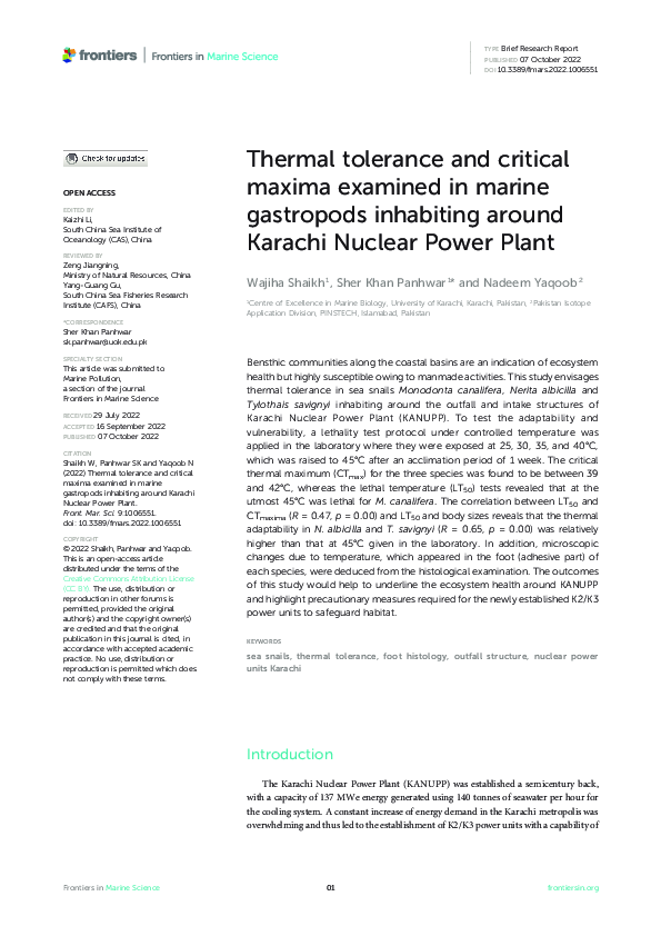 (PDF) Thermal tolerance and critical maxima examined in marine ...