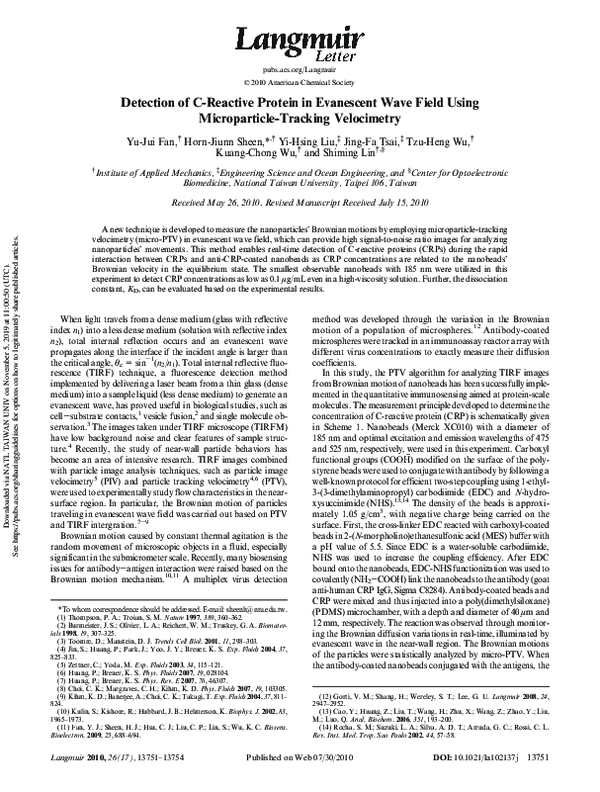 (PDF) Detection of C-Reactive Protein in Evanescent Wave Field Using ...