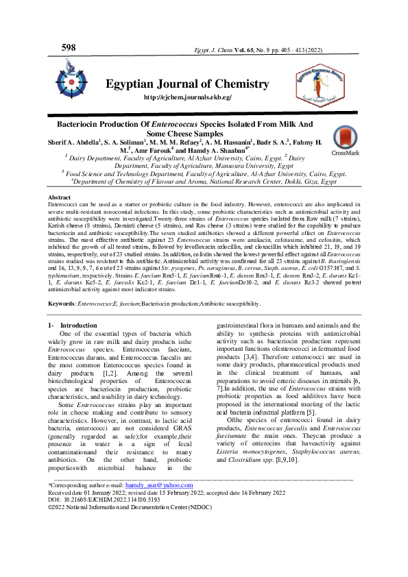 Pdf Bacteriocin Production Of Enterococcus Species Isolated From Milk And Some Cheese Samples