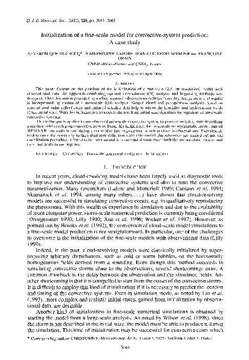 (PDF) Initialization of a fine-scale model for convective-system prediction: A case study