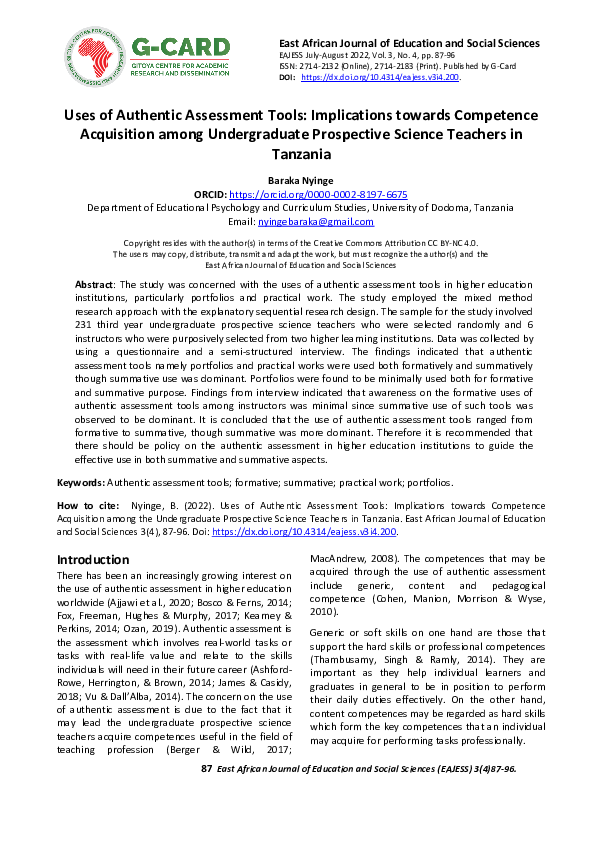 (PDF) Uses of Authentic Assessment Tools: Implications towards ...