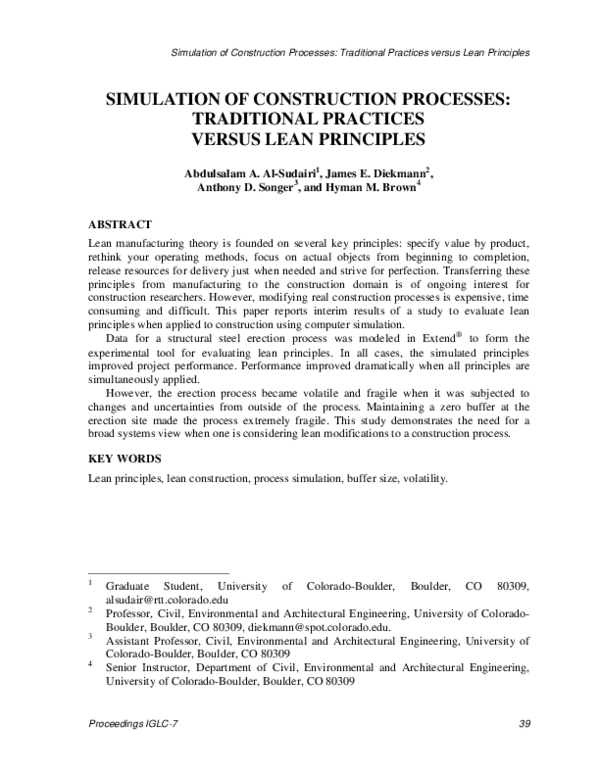 (PDF) Simulation of construction processes: traditional practices ...
