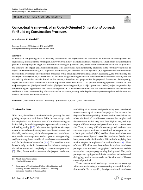 Pdf Conceptual Framework Of An Object Oriented Simulation Approach