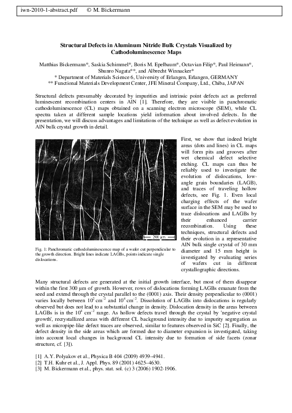(PDF) Structural defects in aluminium nitride bulk crystals visualized ...