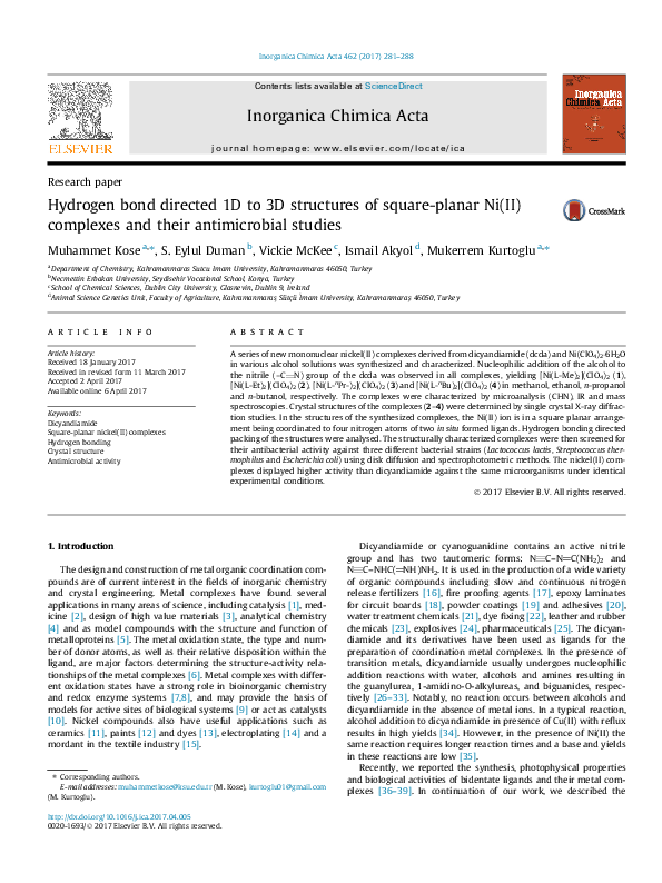 (PDF) Hydrogen bond directed 1D to 3D structures of square-planar Ni(II) complexes and their ...