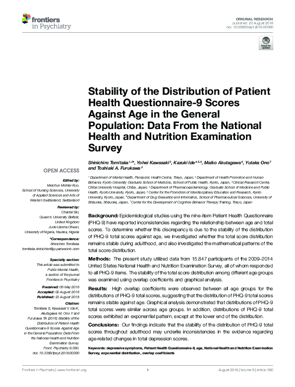 (PDF) Stability of the Distribution of Patient Health Questionnaire-9 ...