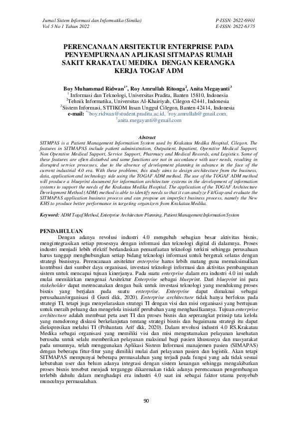 (PDF) Perencanaan Arsitektur Enterprise Pada Penyempurnaan Aplikasi ...