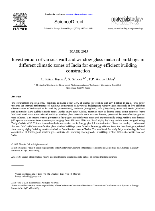 (PDF) Investigation of various wall and window glass material buildings ...