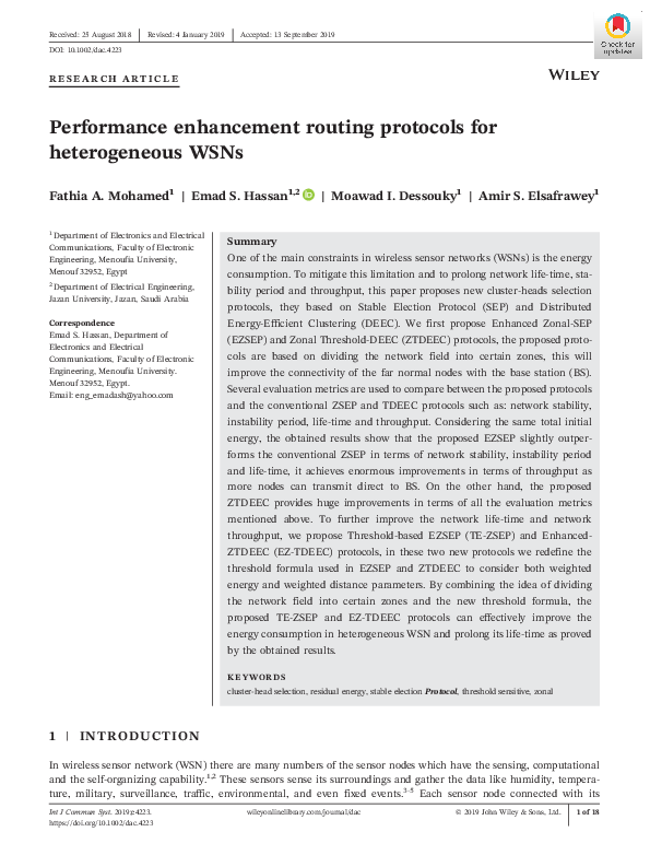 Pdf Performance Enhancement Routing Protocols For Heterogeneous Wsns
