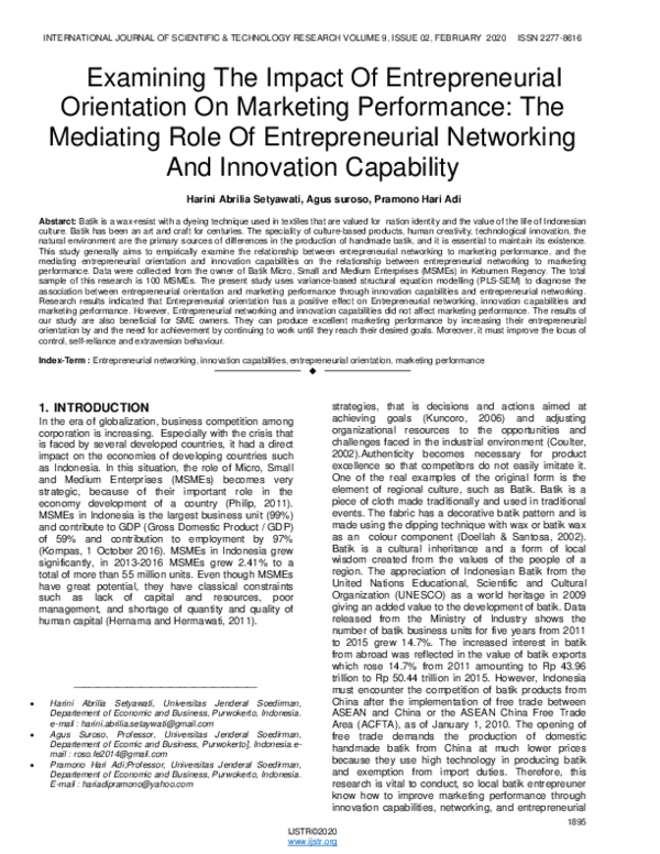 (PDF) Examining The Impact Of Entrepreneurial Orientation On Marketing Performance: The ...