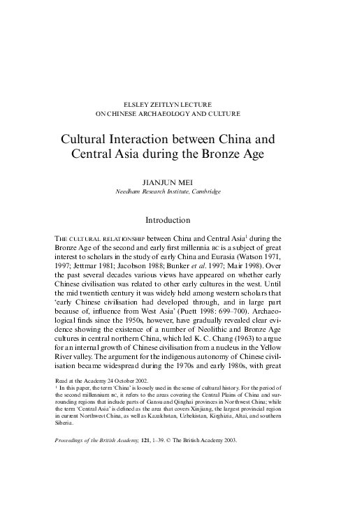 (PDF) Cultural Interaction between China and Central Asia during the ...