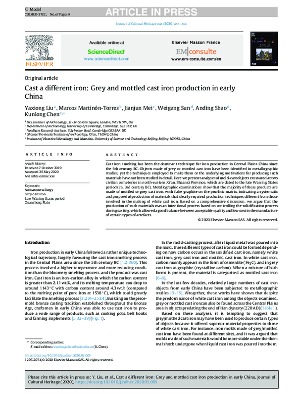 (PDF) Cast a different iron: Grey and mottled cast iron production in ...