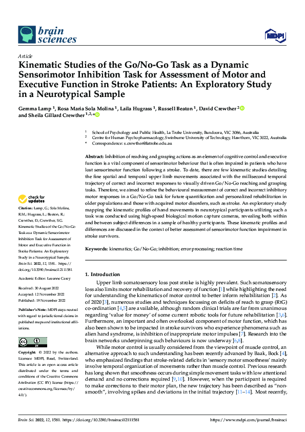(PDF) Kinematic Studies of the Go/No-Go Task as a Dynamic Sensorimotor ...