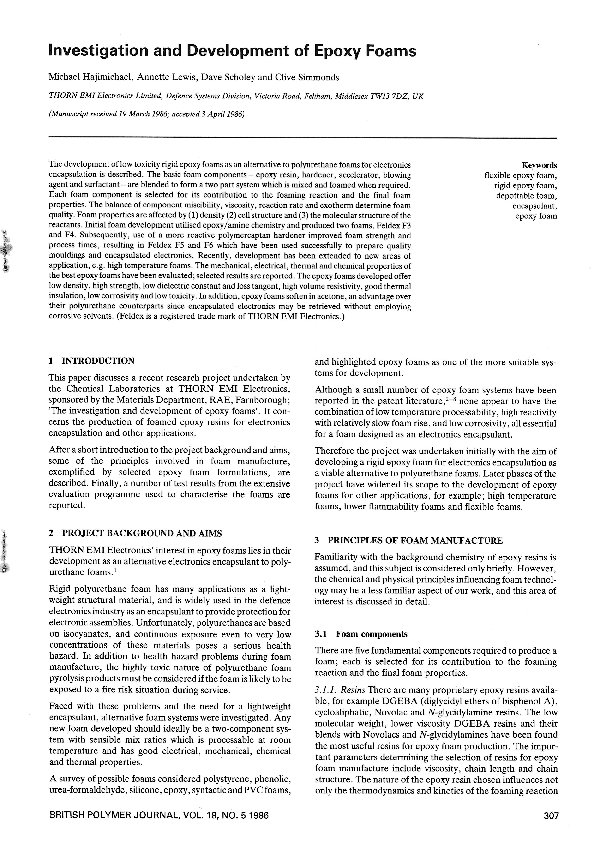 (PDF) Investigation and Development of Epoxy Foams