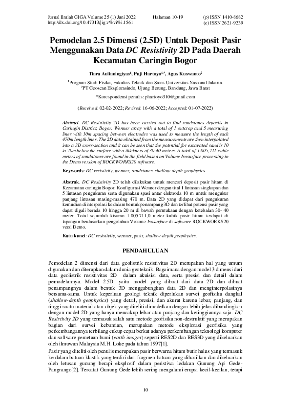 (PDF) Pemodelan 2.5 Dimensi (2.5D) Untuk Deposit Pasir Menggunakan Data ...