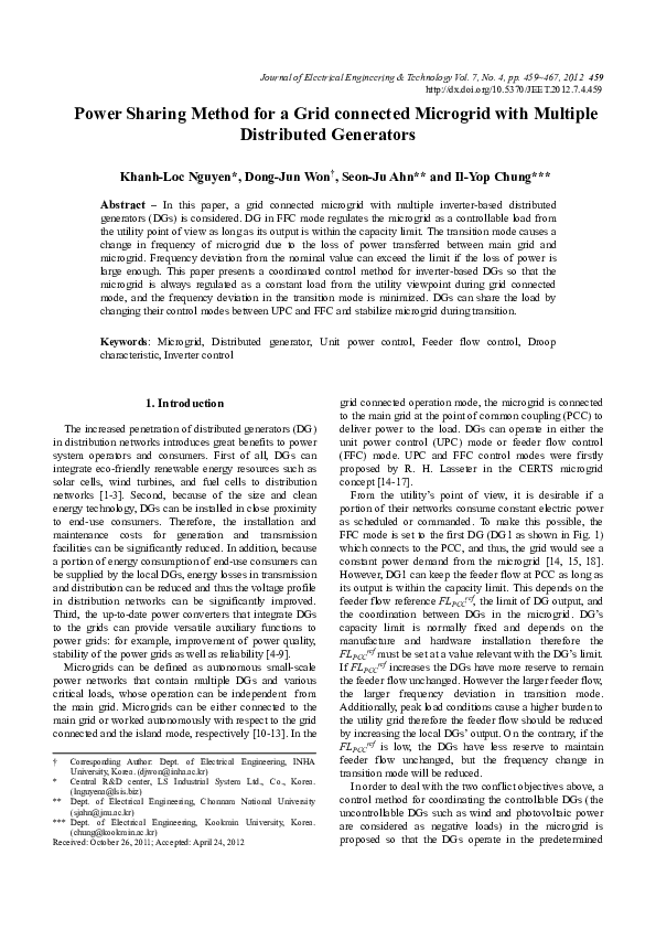 Pdf Power Sharing Method For A Grid Connected Microgrid With Multiple