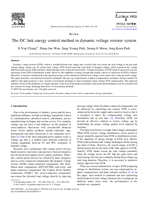 (PDF) The DC link energy control method in dynamic voltage restorer system