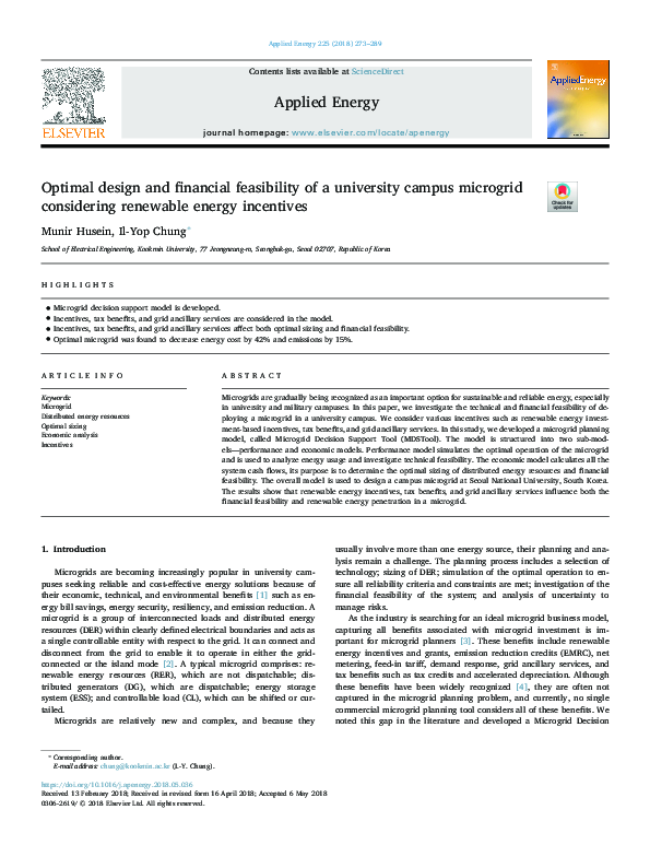 (PDF) Optimal design and financial feasibility of a university campus microgrid considering ...