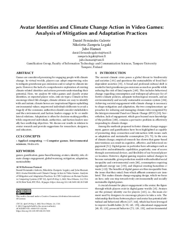 (PDF) Avatar Identities and Climate Change Action in Video Games ...