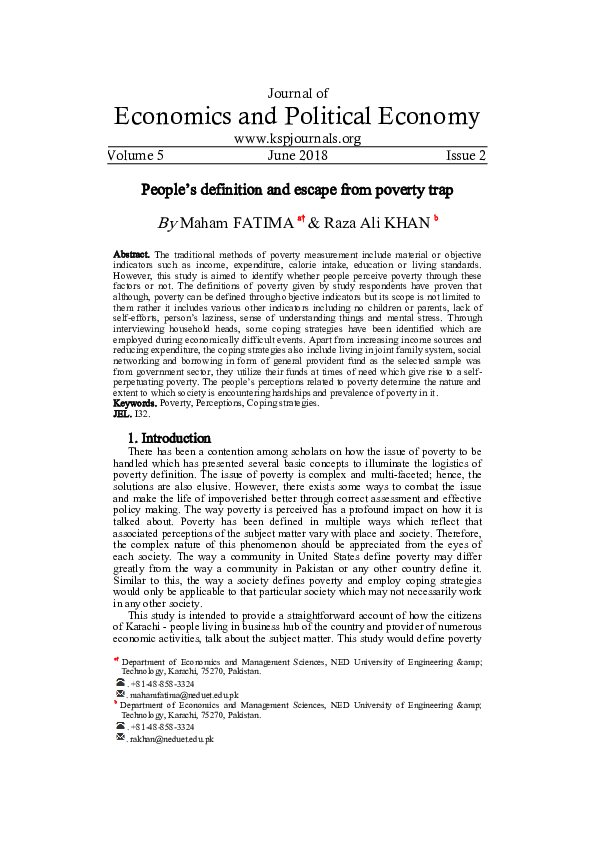 (PDF) People’s definition and escape from poverty trap