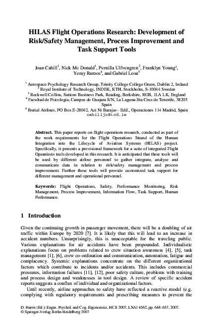 (PDF) HILAS Flight Operations Research: Development of Risk/Safety ...