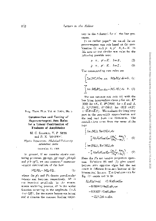 (PDF) Superconvergent Sum Rules in Scattering Amplitudes