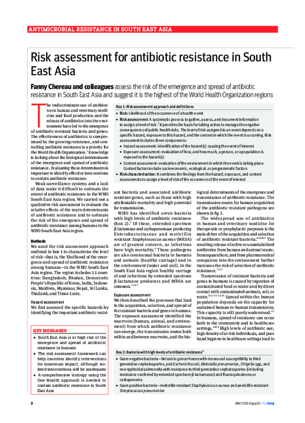 (PDF) Risk assessment for antibiotic resistance in South East Asia