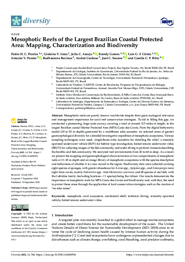 (PDF) Mesophotic Reefs of the Largest Brazilian Coastal Protected Area ...