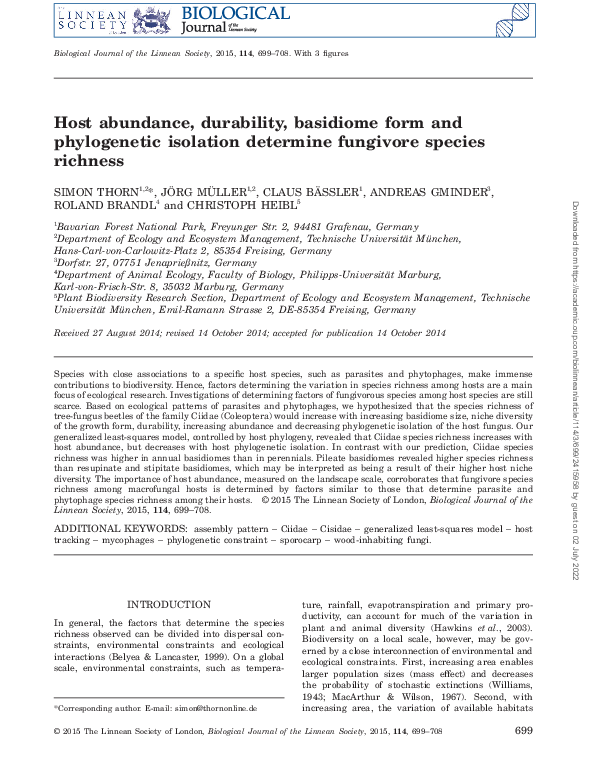 (PDF) Host abundance, durability, basidiome form and phylogenetic ...