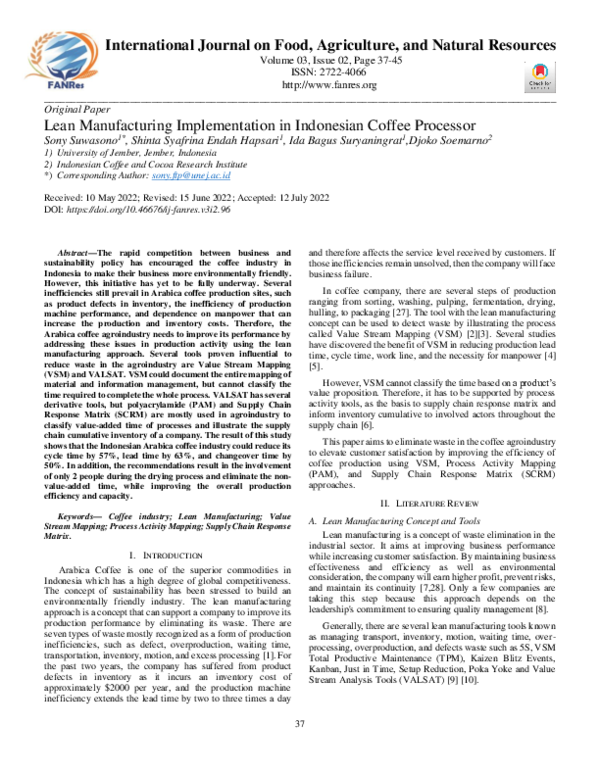 (PDF) Lean Manufacturing Implementation in Indonesian Coffee Processor