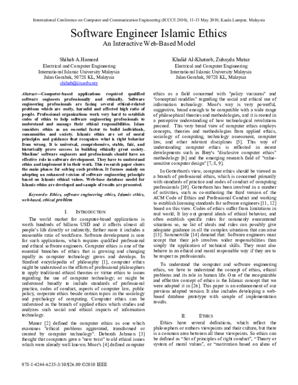 (PDF) Software Engineer Islamic Ethics: An interactive web-based model