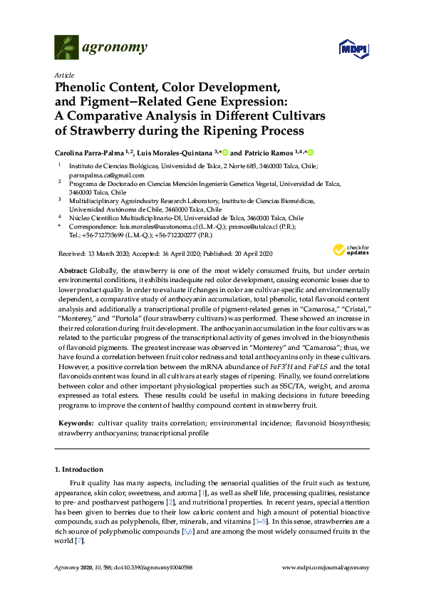 (PDF) Phenolic Content, Color Development, and Pigment−Related Gene ...